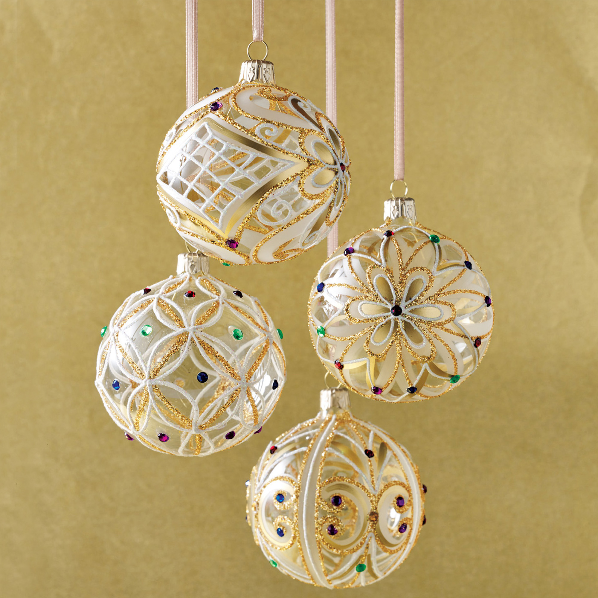 Jeweled Ball Ornaments Set Of 4 Gumps